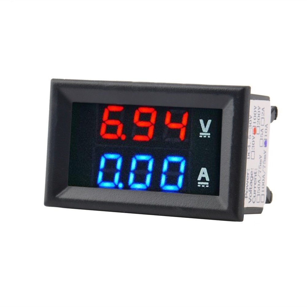 Digital Voltmeter (0-100V) and Ammeter (10A) Dual LED Voltage Current ...